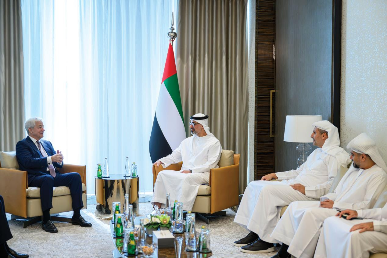 Khaled bin Mohamed bin Zayed meets JP Morgan Chase CEO - Khaled Agha